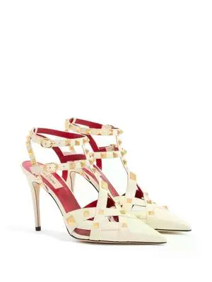 Valentino Garavani Studded Kidskin Pumps 100mm - Neutrals