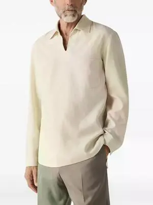 Zegna Long-sleeved Polo Shirt - Neutrals