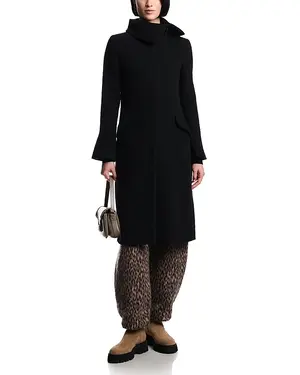 Emporio Armani Tricot Effect Coat With Detachable Collar