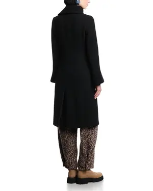 Emporio Armani Tricot Effect Coat With Detachable Collar