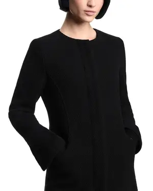 Emporio Armani Tricot Effect Coat With Detachable Collar