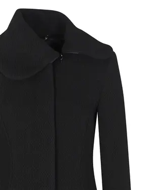 Emporio Armani Tricot Effect Coat With Detachable Collar