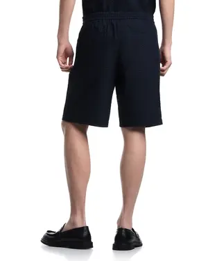 Emporio Armani Regular Fit Seersucker Bermuda Shorts - Dark Navy