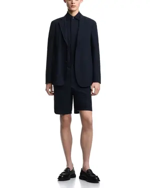 Emporio Armani Regular Fit Seersucker Blazer - Dark Navy