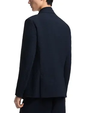 Emporio Armani Regular Fit Seersucker Blazer - Dark Navy