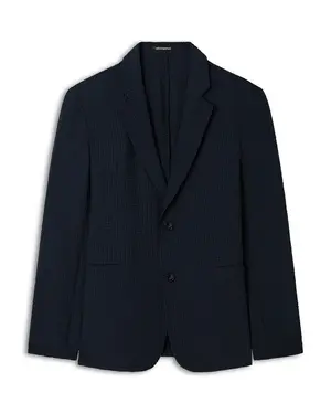 Emporio Armani Regular Fit Seersucker Blazer - Dark Navy