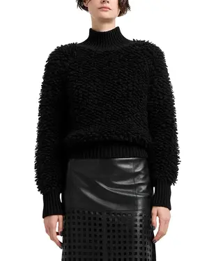 Emporio Armani Mock Neck Boucle Sweater