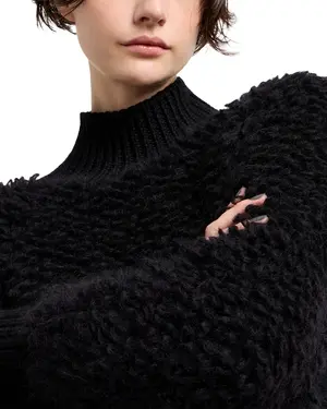 Emporio Armani Mock Neck Boucle Sweater