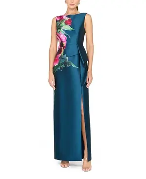 KAY UNGER Luciana Column Gown - Dark Blue