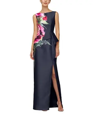 KAY UNGER Luciana Column Gown Midnight Blue