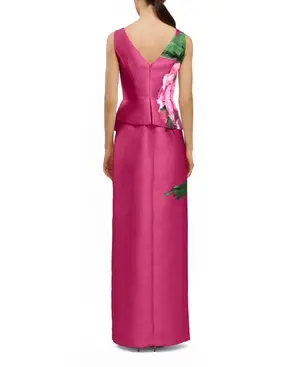KAY UNGER Luciana Column Gown - Rose Bud