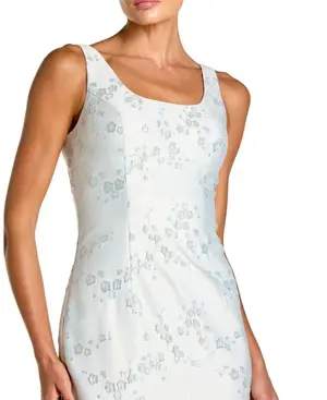 Mac Duggal Brocade Sleeveless Scoop Neck Midi Dress