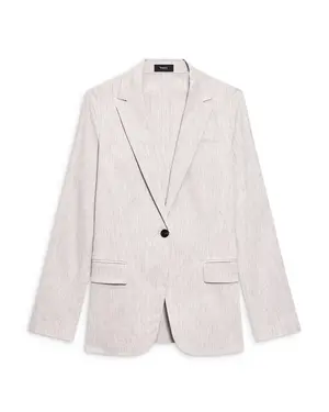 Theory Notched Lapel Staple Blazer - Cognac Multi