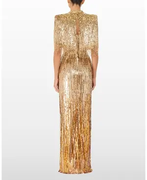 Jenny Packham Ellen Mock Neck Beaded Capelet Top - Illusion