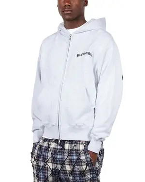 PLEASURES Relaxed Fit Logo Zip Hoodie - Heather