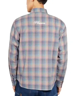 PLEASURES Sender Relaxed Fit Plaid Shirt