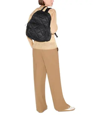 Mz Wallace Madison Extra Large Quilted Nylon Backpack - Black/black