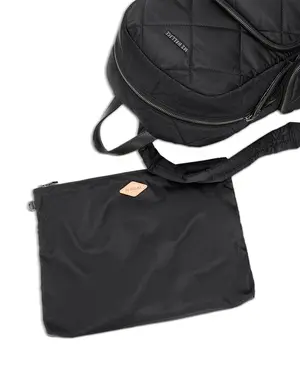 Mz Wallace Madison Extra Large Quilted Nylon Backpack - Black/black