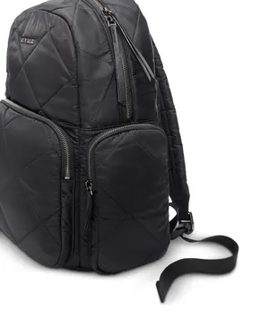 Mz Wallace Madison Extra Large Quilted Nylon Backpack - Black/black