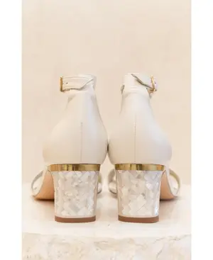 FREYA ROSE Ankle Strap Kitten Heel Sandal - Ivory