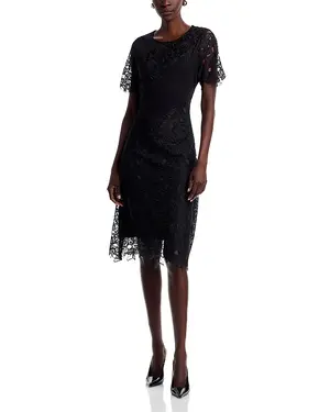 Misook Woven Mixed Media Midi Dress