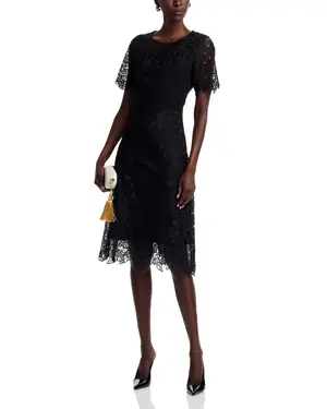 Misook Woven Mixed Media Midi Dress