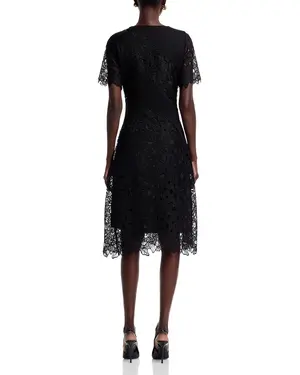 Misook Woven Mixed Media Midi Dress