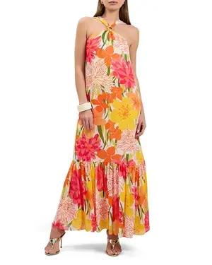Trina Turk Navigli Twist-front Maxi Dress