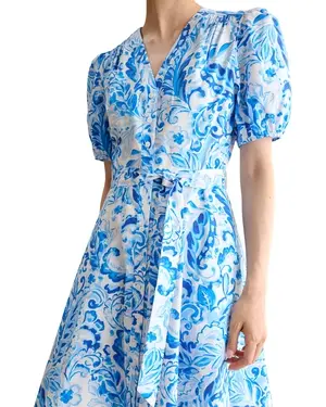 HOBBS LONDON Libby Midi Dress - Blue Multi