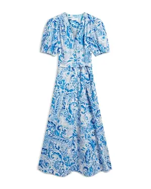 HOBBS LONDON Petite Libby Printed Midi Dress - Blue Multi