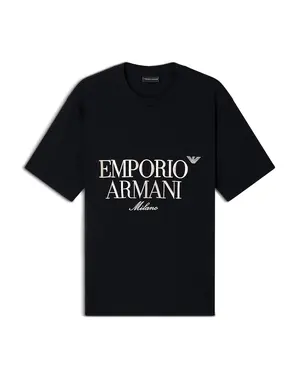 Emporio Armani Logo Tee - Solid Blue