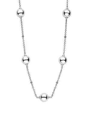 Lagos Sterling Caviar Bubbly Bead Station Necklace - Silver