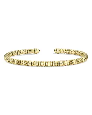 Lagos 18k Yellow Signature Caviar Beaded Versa Torque Cuff Bracelet