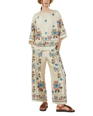 Max Mara Silk Floral Print Top - Ivory