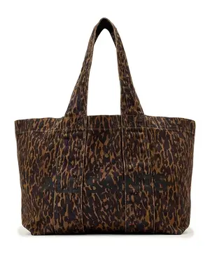 ALLSAINTS Izzy Leopard Print Denim Tote - Leopard Brown