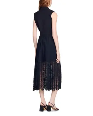 Sandro Tailored Collar Midi Dress