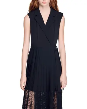 Sandro Tailored Collar Midi Dress
