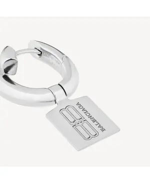 Balenciaga Saint-germain Tag Earrings - Shiny Silver