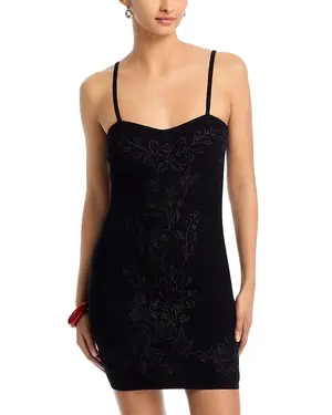 Aqua Placed Crochet Midi Dress - Black