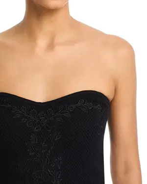 Aqua Placed Crochet Strapless Top