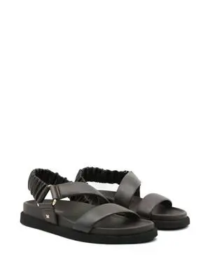 Max Mara Ruched Slingback Leather Sandals - Brown