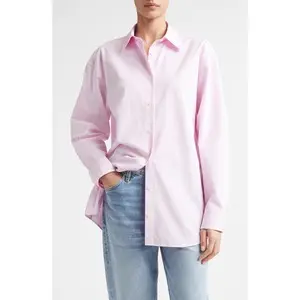 TOTEME Classic Tumbled Stripe Organic Cotton Button-up Shirt - White/bloom