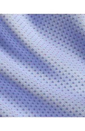 David Donahue Fit Cotton Dobby Dress Shirt - Sky/berry