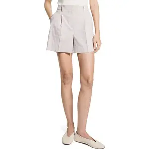 Theory Fluid Linen Blend Shorts - Cognac Multi