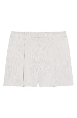 Theory Fluid Linen Blend Shorts - Cognac Multi