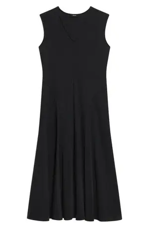 Theory V-neck Sleeveless Cotton Midi Dress