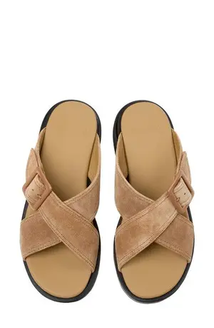 Camper Edy Suede Slide Sandal - Medium Brown