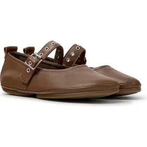 Camper Right Nina Ballerina Flat - Medium Brown