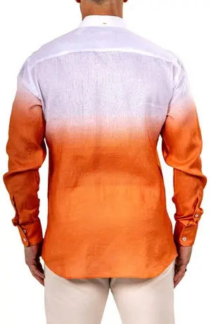 MACEOO Eins Marthy Contemporary Fit Linen Button-up Shirt - Orange