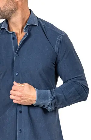 MACEOO Eins Marthy Contemporary Fit Button-up Shirt - Blue